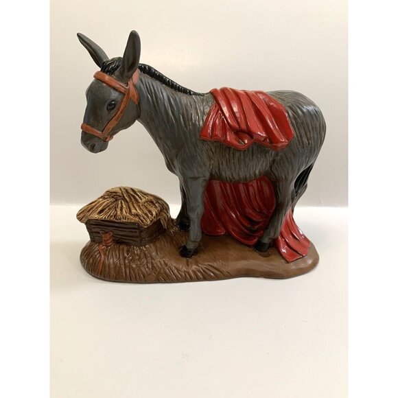 Accents | Painted Standing Donkey Red Cloak Nativity Manger Stable ...